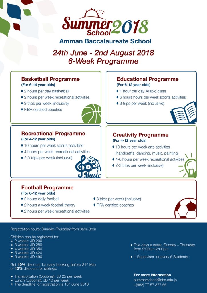 Summer School 2018 - Amman Baccalaureate School Jordan